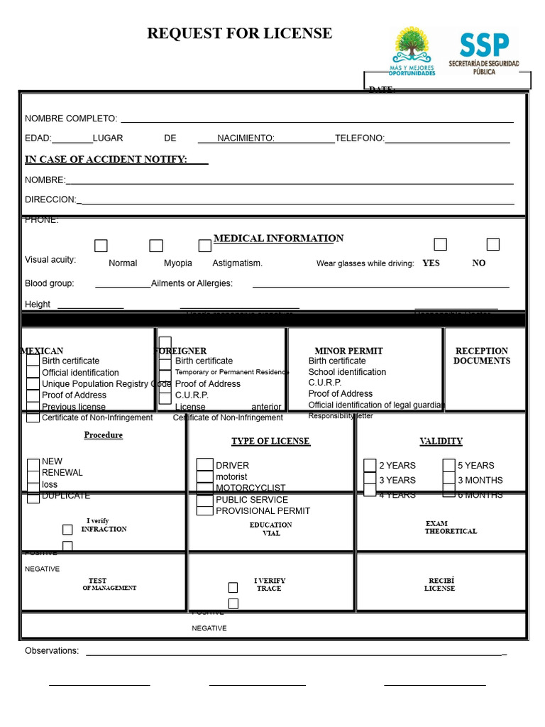 License Application 1 | PDF | Identity Document | Traffic Collision