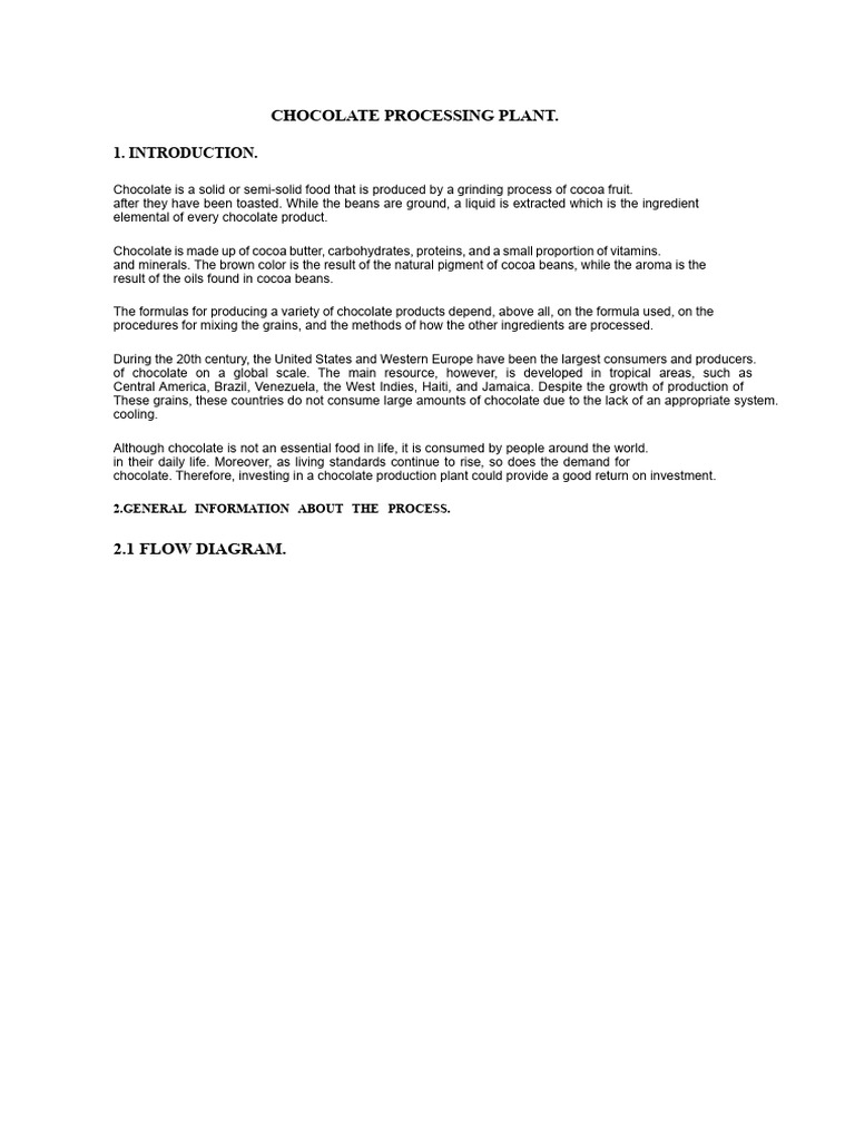 Chocolate Processing Plant | PDF | Chocolate | Cocoa Bean