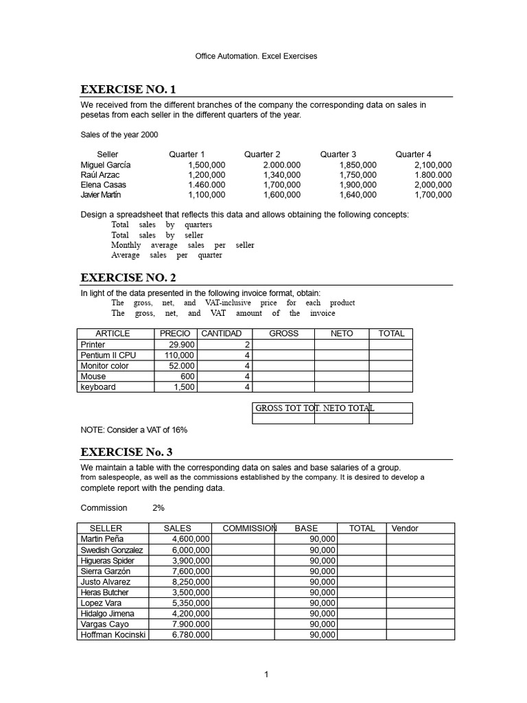 Basic Excel exercises | PDF | Income | Microsoft Excel