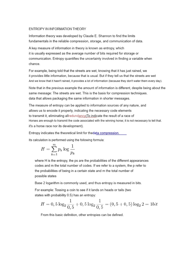 Entropy in Information Theory | PDF | Information | Entropy