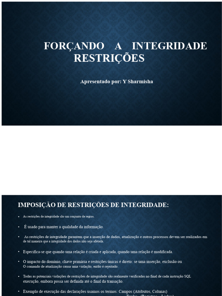 SGBD impondo restrições de integridade | PDF | Tabela (banco de dados ...