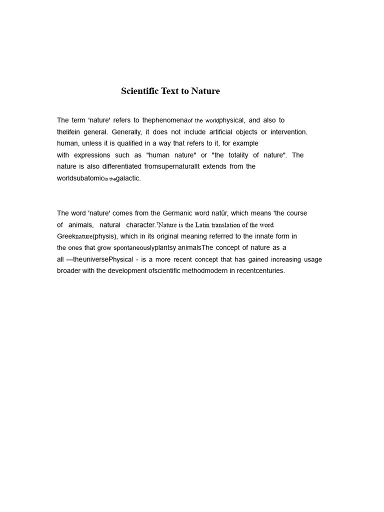 Scientific Text To Nature | PDF