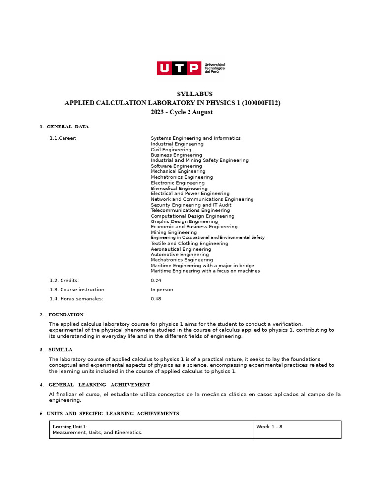 100000FI12 - Laboratory of Applied Calculus To Physics 1 | PDF ...