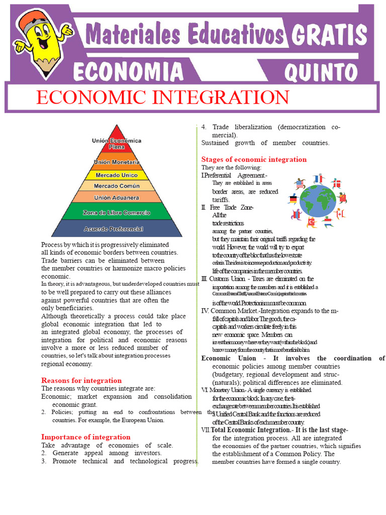 Economic Integration For Fifth Grade of Secondary School PDF | PDF ...