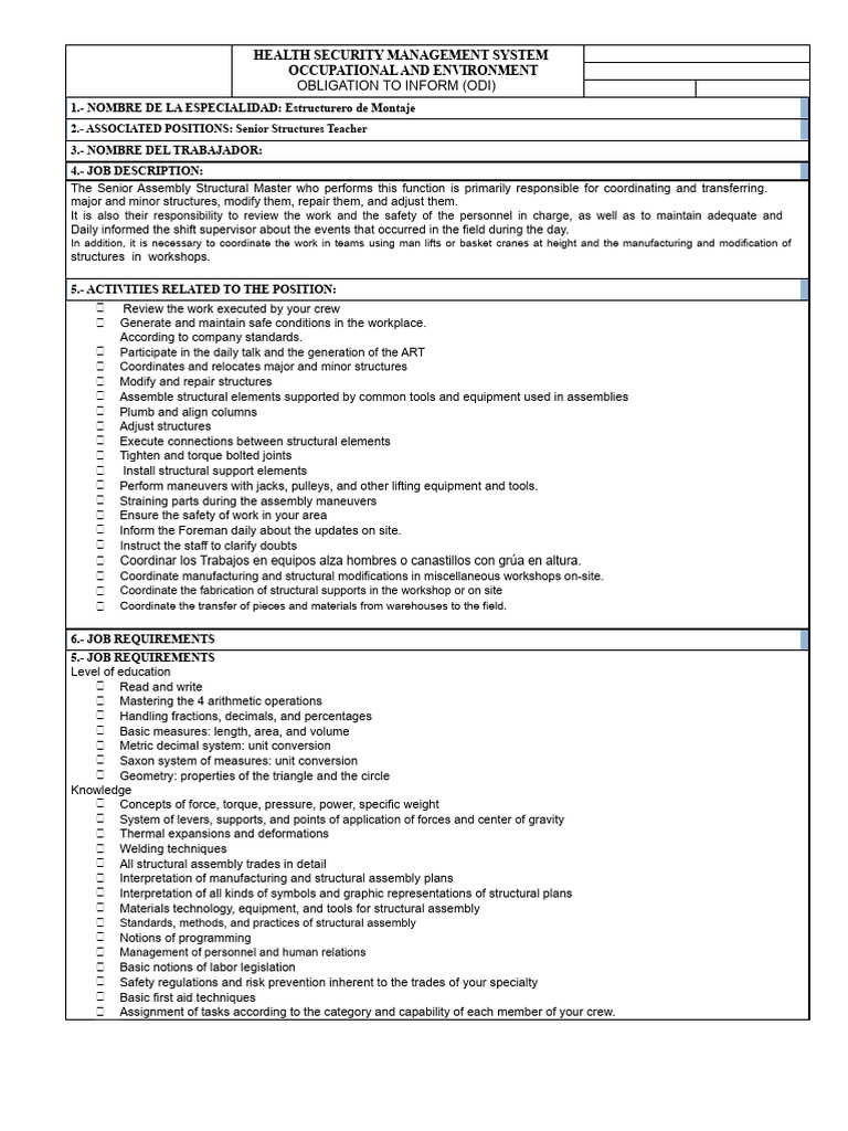 Senior Structural Assembly Master Guide | PDF | Occupational Safety And ...
