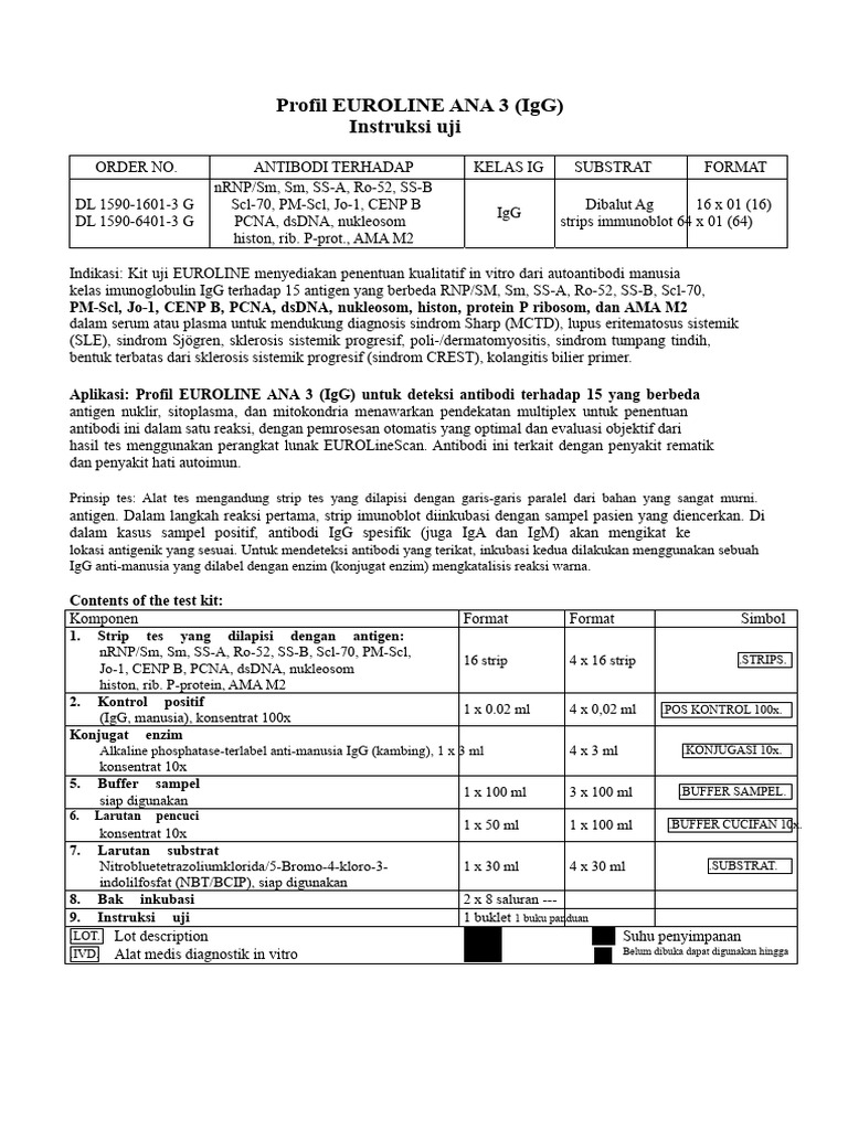 Kit Uji EUROLINE ANA 3 untuk Autoantibodi | PDF