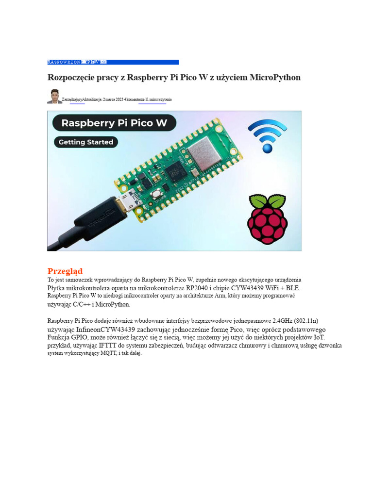 Rozpoczęcie pracy z Raspberry Pi Pico W przy użyciu MicroPython | PDF