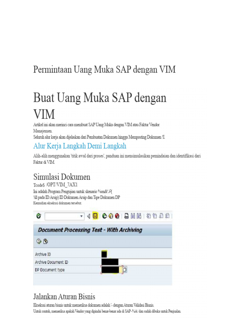 Permintaan Uang Muka Sap Dengan Vim PDF | PDF