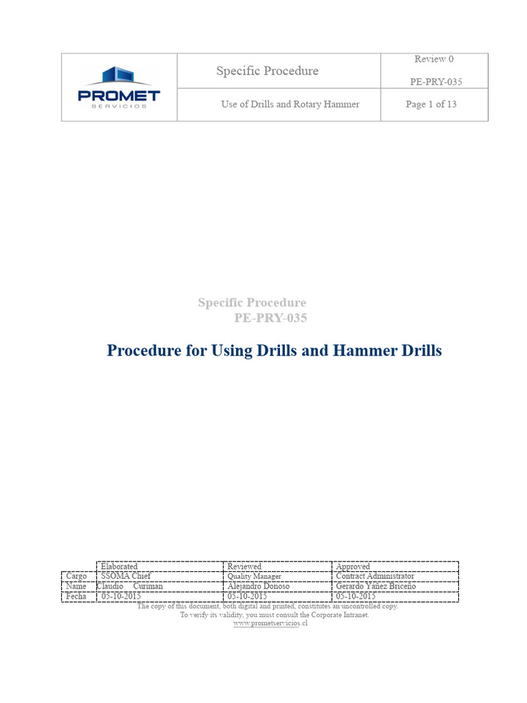 Drills and Rotary Hammer Usage Guide | PDF | Occupational Safety And ...