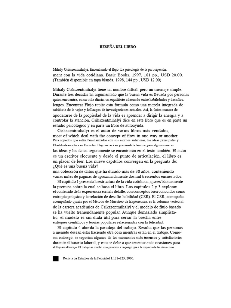 1997 - Mihaly Csikszentmihalyi, Encontrando el flujo. La psicología del ...