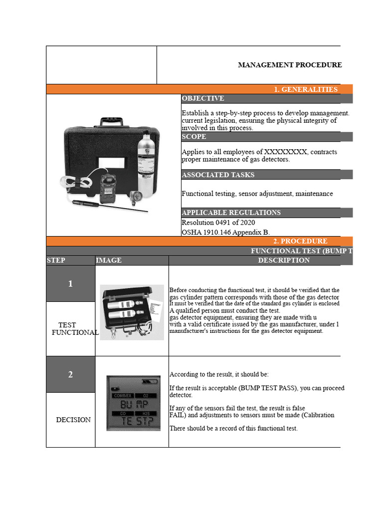 Gas Detector Management Procedure | PDF | Sensor | Calibration