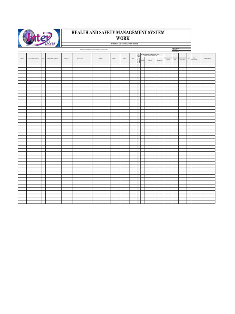 FT-SST-039 Supplier and Contractor Management Matrix Format | PDF ...