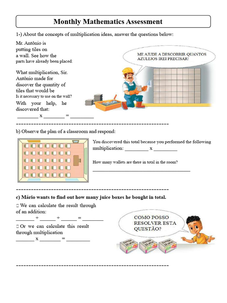Monthly Math Assessment on Multiplication | PDF | Multiplication ...