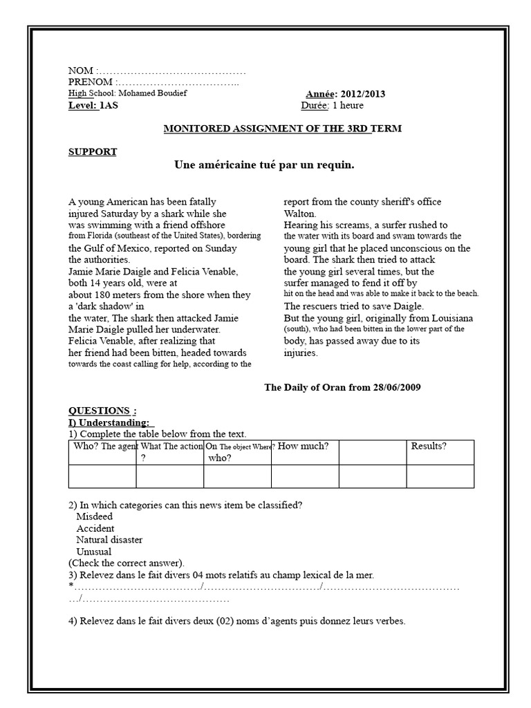 homework of the 3rd term 1al(1) | PDF