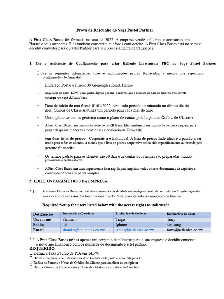 Configuração do Sage Pastel Partner para Buses | PDF | Contabilidade ...