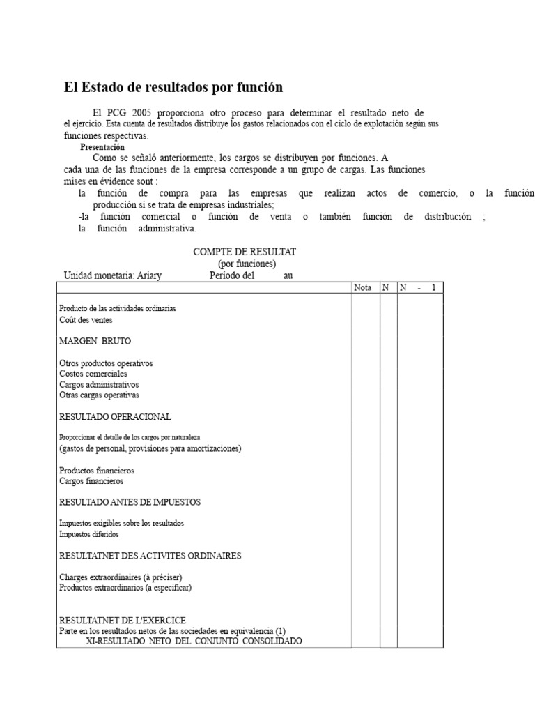 El Estado de Resultados Por Función | PDF | Estado de resultados ...