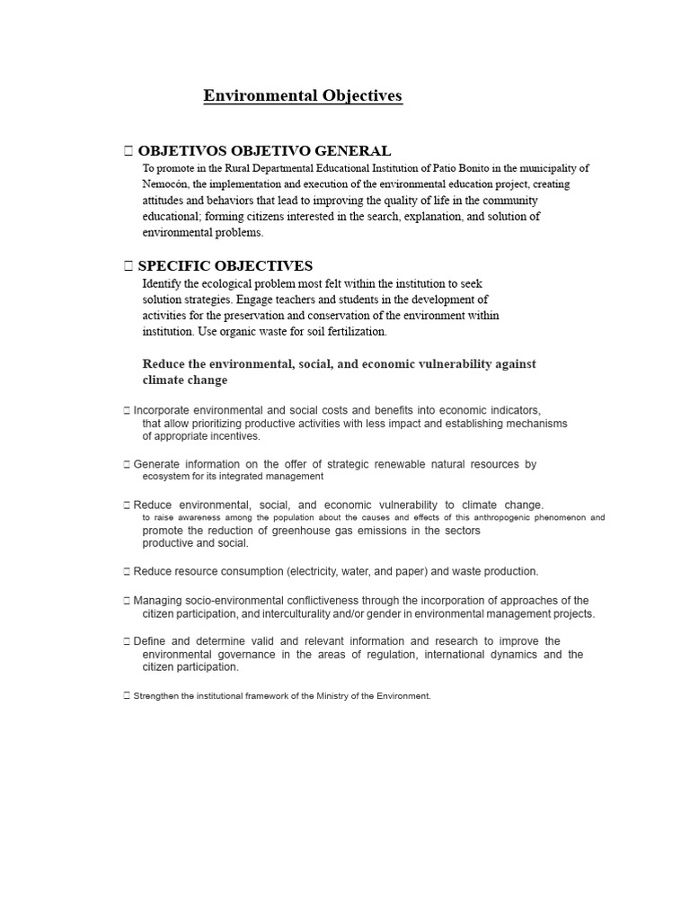 Environmental Objectives.. | PDF