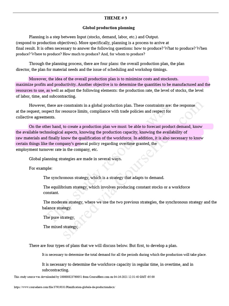 Global Production Planning | PDF | Labour Economics | Business Economics