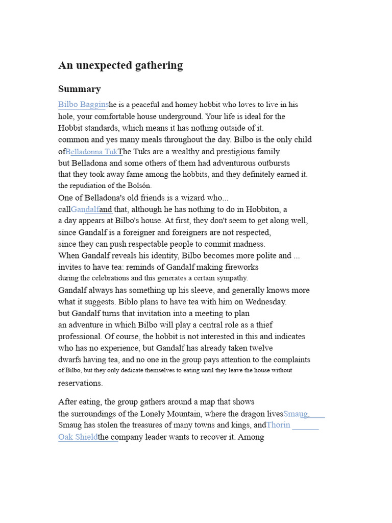 Complete Summary of The Hobbit. | PDF | Bilbo Baggins | The Hobbit