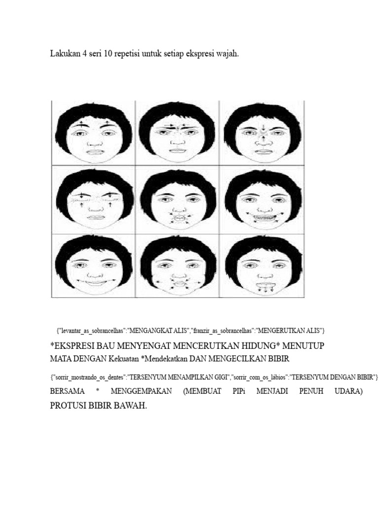 Lakukan 4 Set 10 Repetisi Untuk Setiap Ekspresi Wajah. | PDF