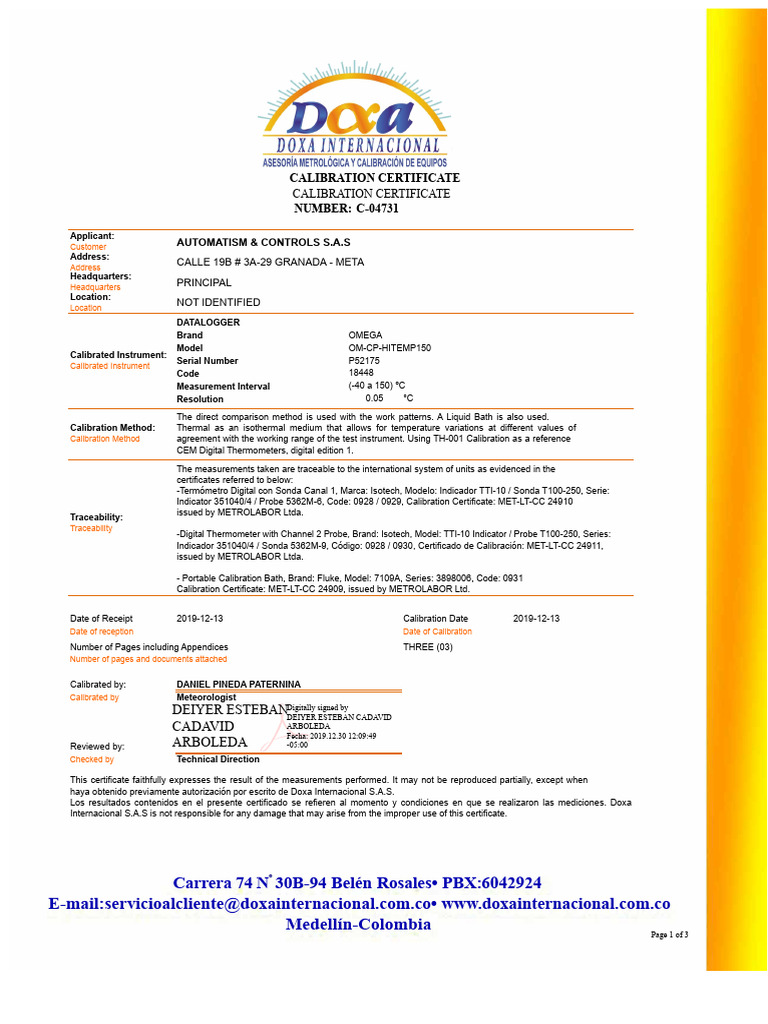 C-04731-DATALOGGER-18448 | PDF | Calibration | Thermometer