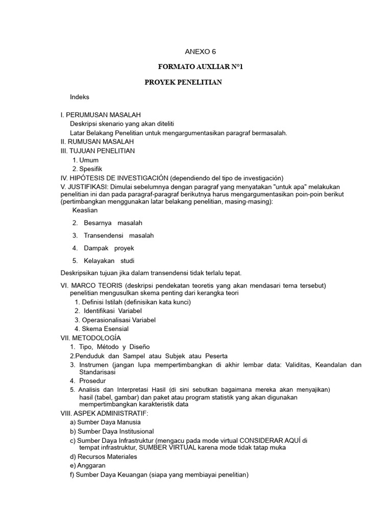 Format Proyek Penelitian - Unsa | PDF
