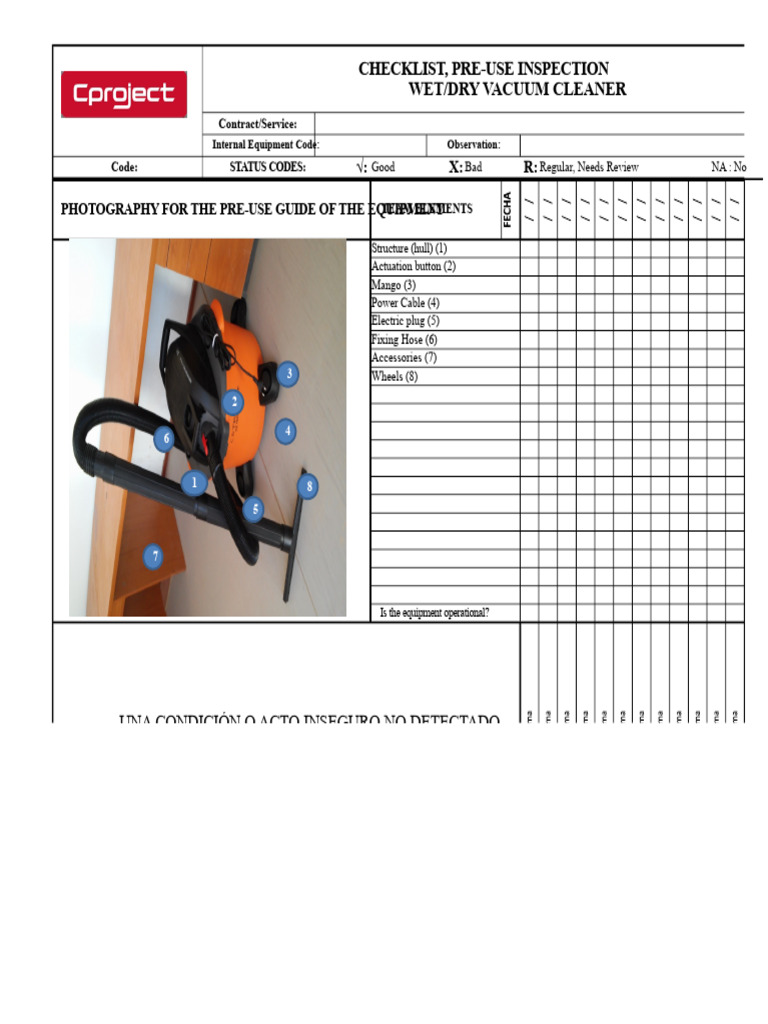 Wet - Dry Vacuum Cleaner Checklist | PDF