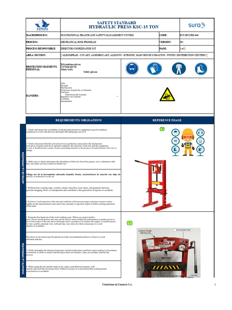 Hydraulic Press Safety Standards Guide | PDF | Safety | Pressure ...
