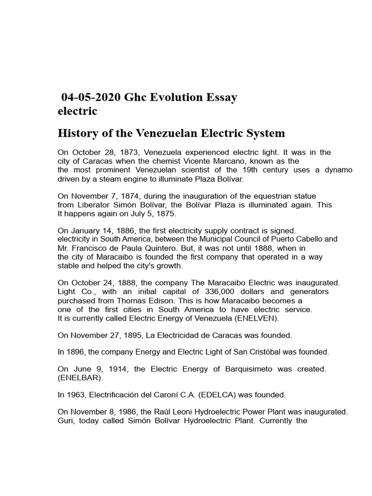 History of Electricity in Venezuela | PDF | Venezuela | Electricity