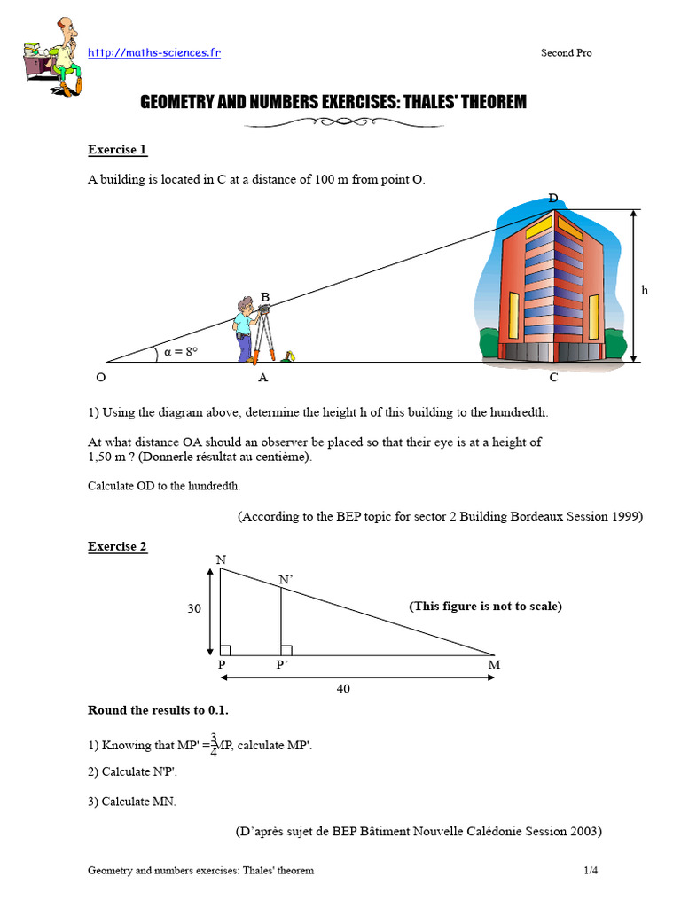 Geometry and Numbers Exercises Thales' Theorem Second Year Pro | PDF ...