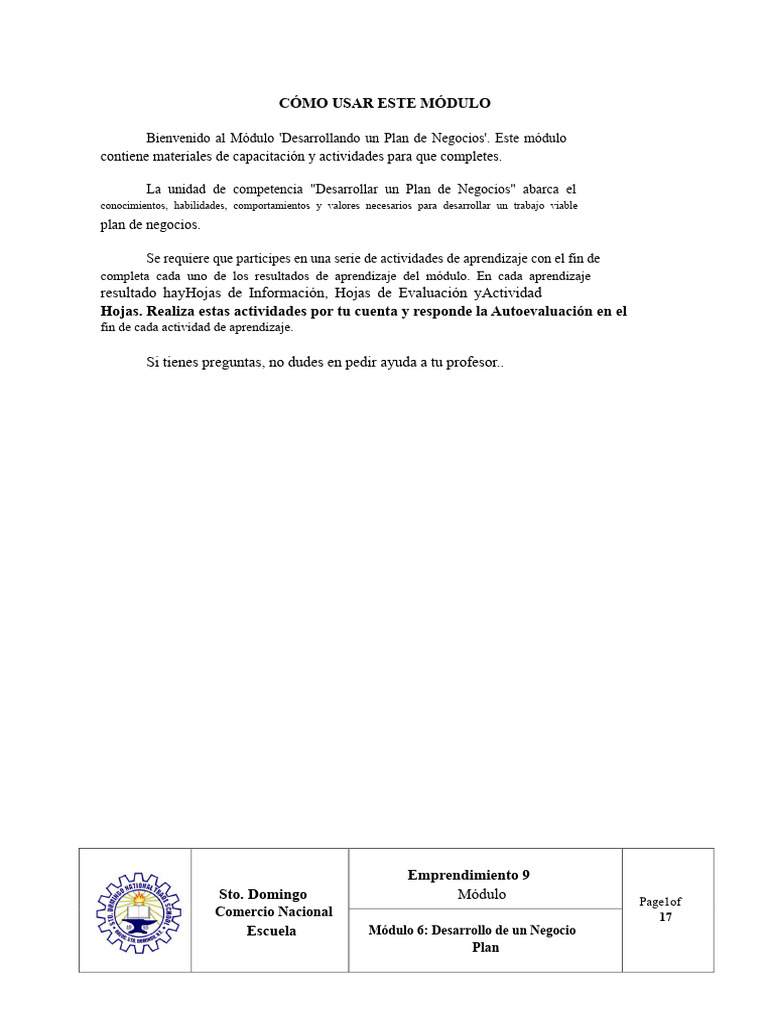 MÓDULO-6-ENTREP-9 | PDF | Plan de negocios | Business