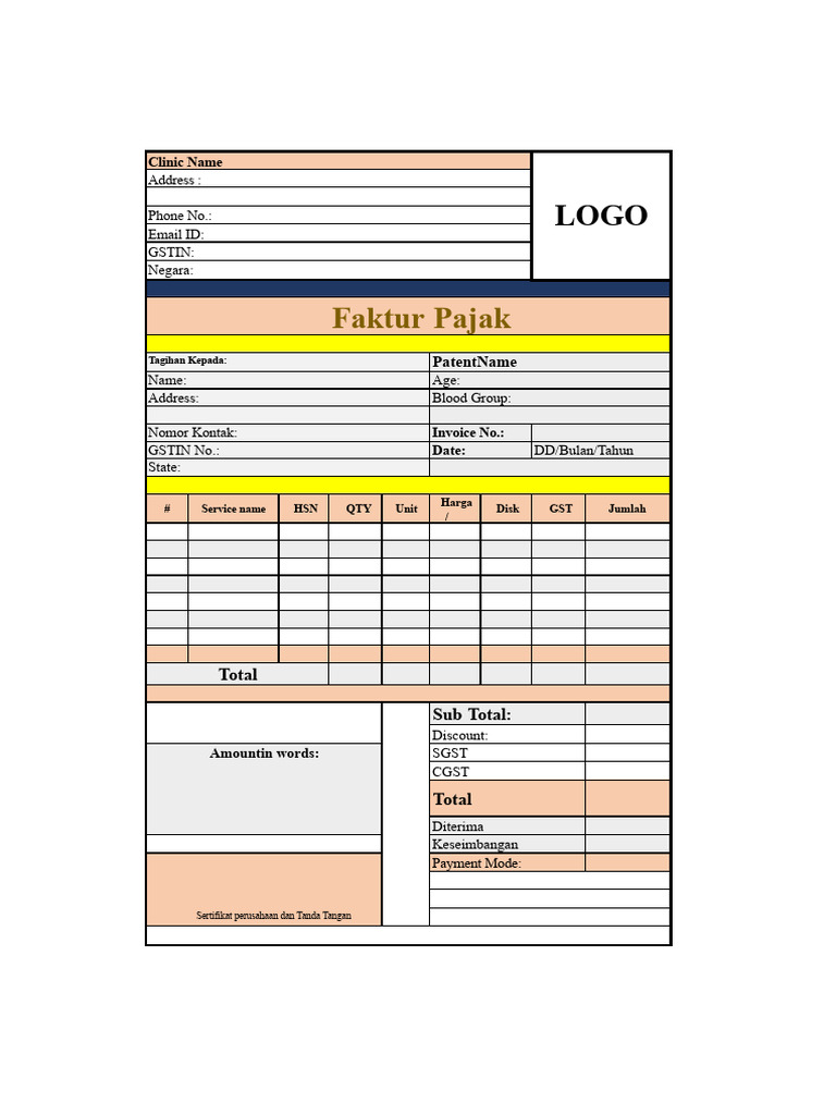Format Buku Tagihan Medis Dalam Word | PDF