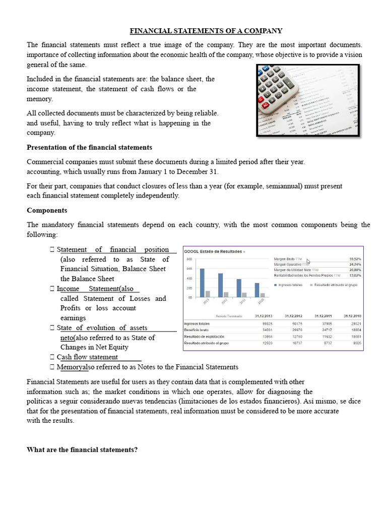 Understanding Company Financial Statements | PDF | Balance Sheet ...