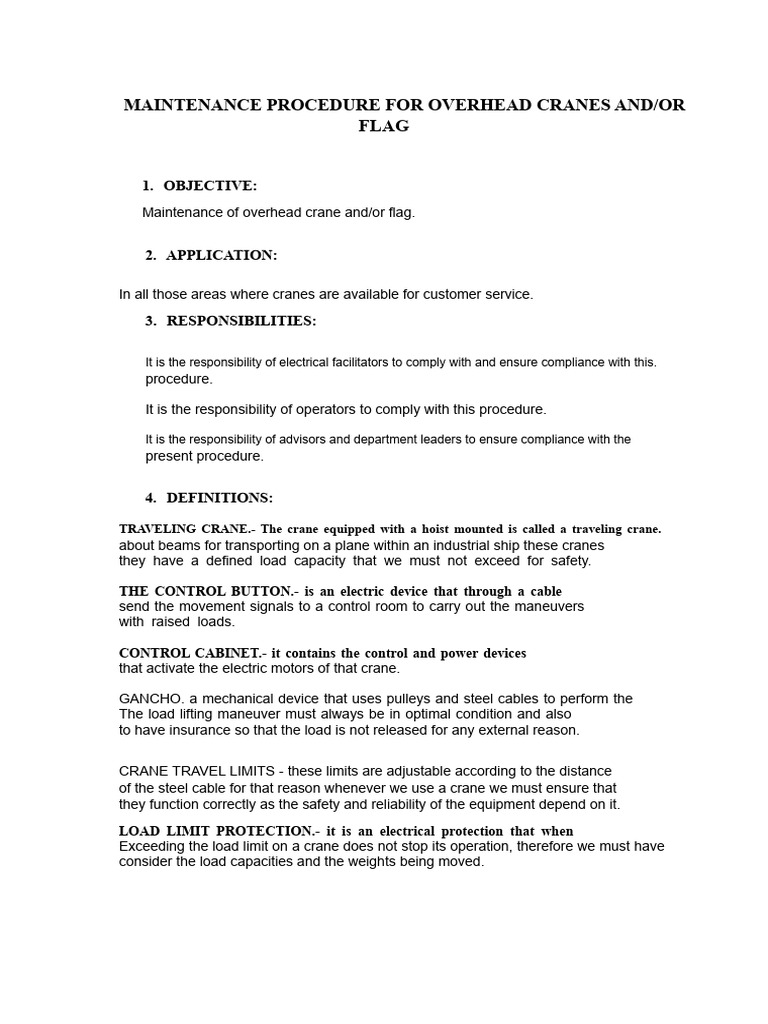 Overhead Crane Maintenance Guide | PDF | Crane (Machine) | Manufactured ...