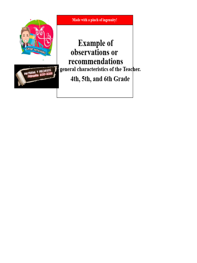 4°, 5°, 6°? Observations César Benavides | PDF | Reading Comprehension ...