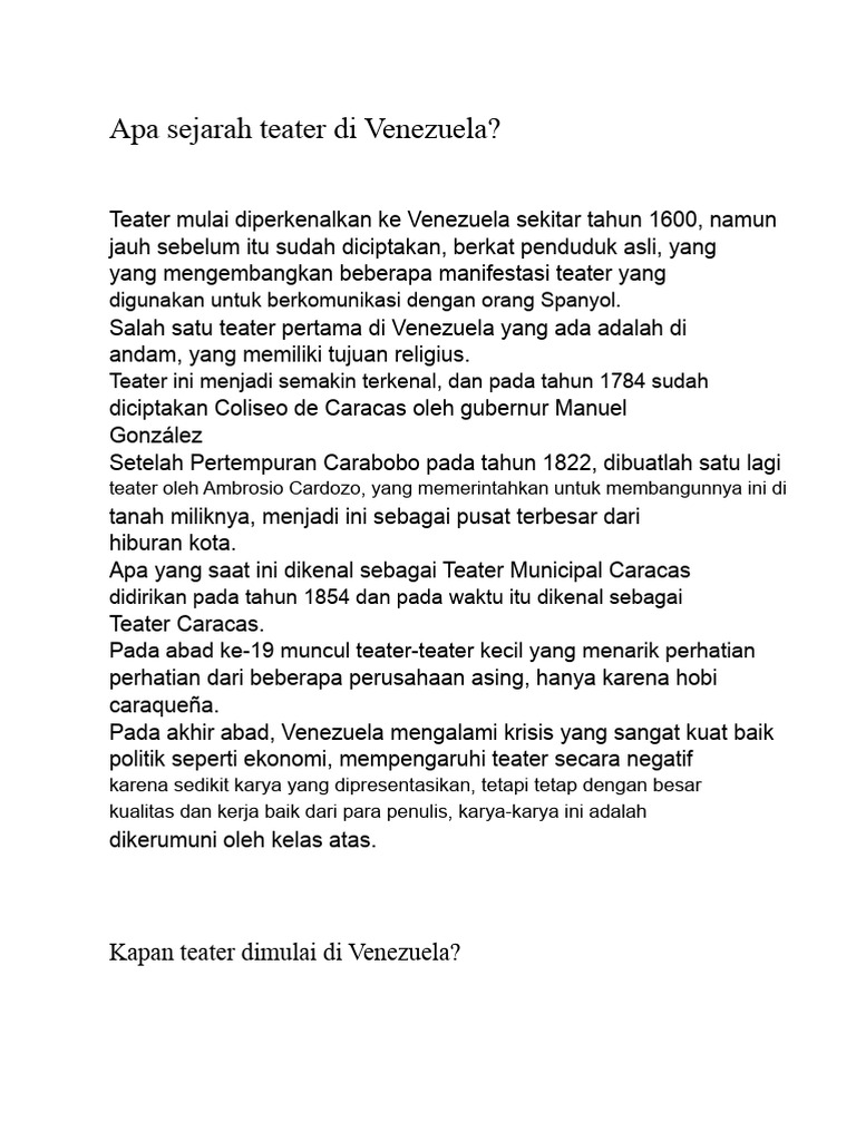 Sejarah Teater Venezuela | PDF