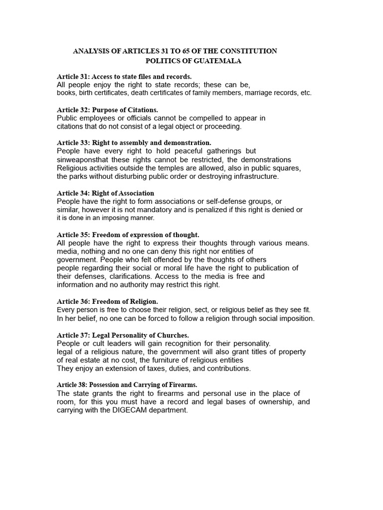 Guatemala Constitution Articles 31-65 Analysis | PDF | Property | Family