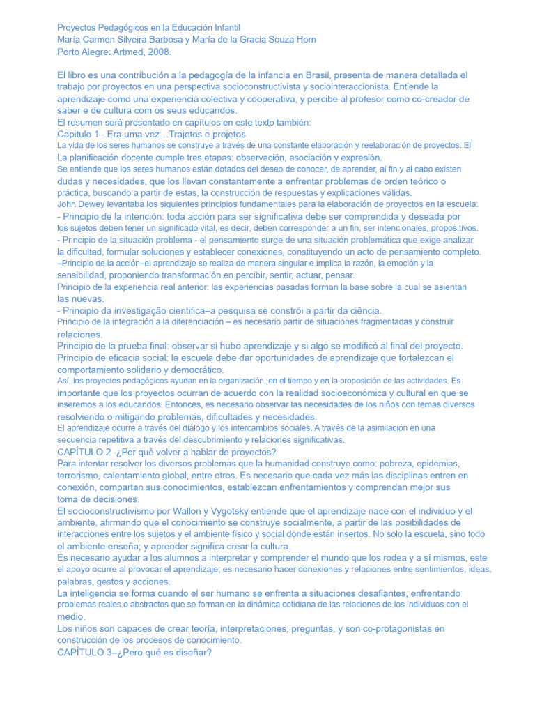 Proyectos Pedagógicos en Educación Infantil | PDF | Aprendizaje ...