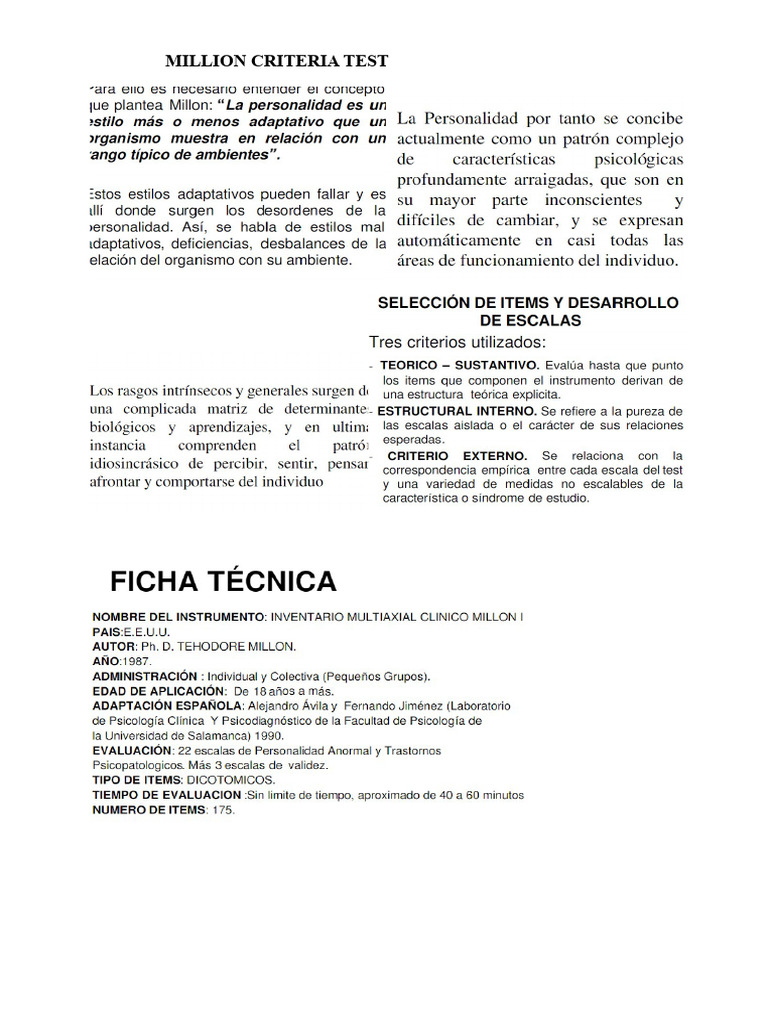 Millon Test Grading Criteria | PDF | Diagnostic And Statistical Manual ...