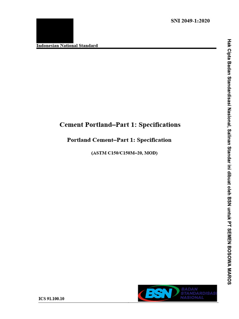 SNI 2049-2020 OPC | PDF | Cement | Lime (Material)
