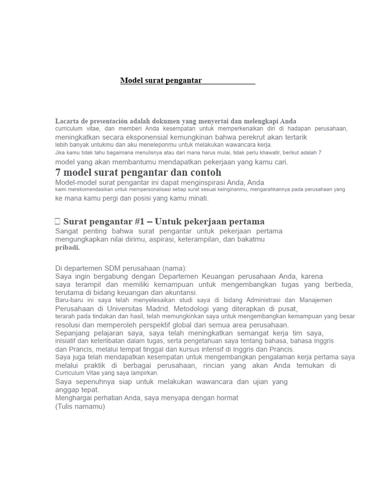Model Surat Pengantar | PDF