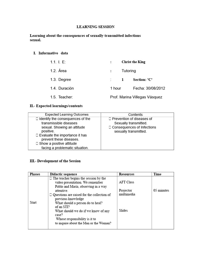 Consequences of STIs Learning Session | PDF | Sexually Transmitted ...