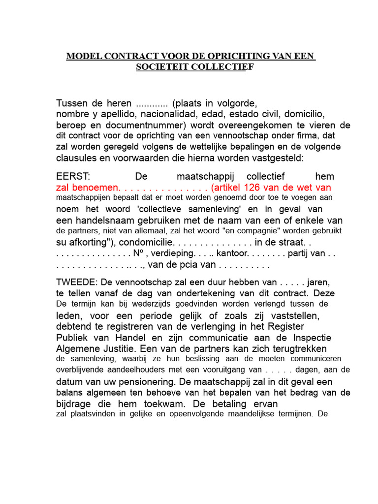 Oprichtingsakte Van Een Vennootschap Onder Firma | PDF