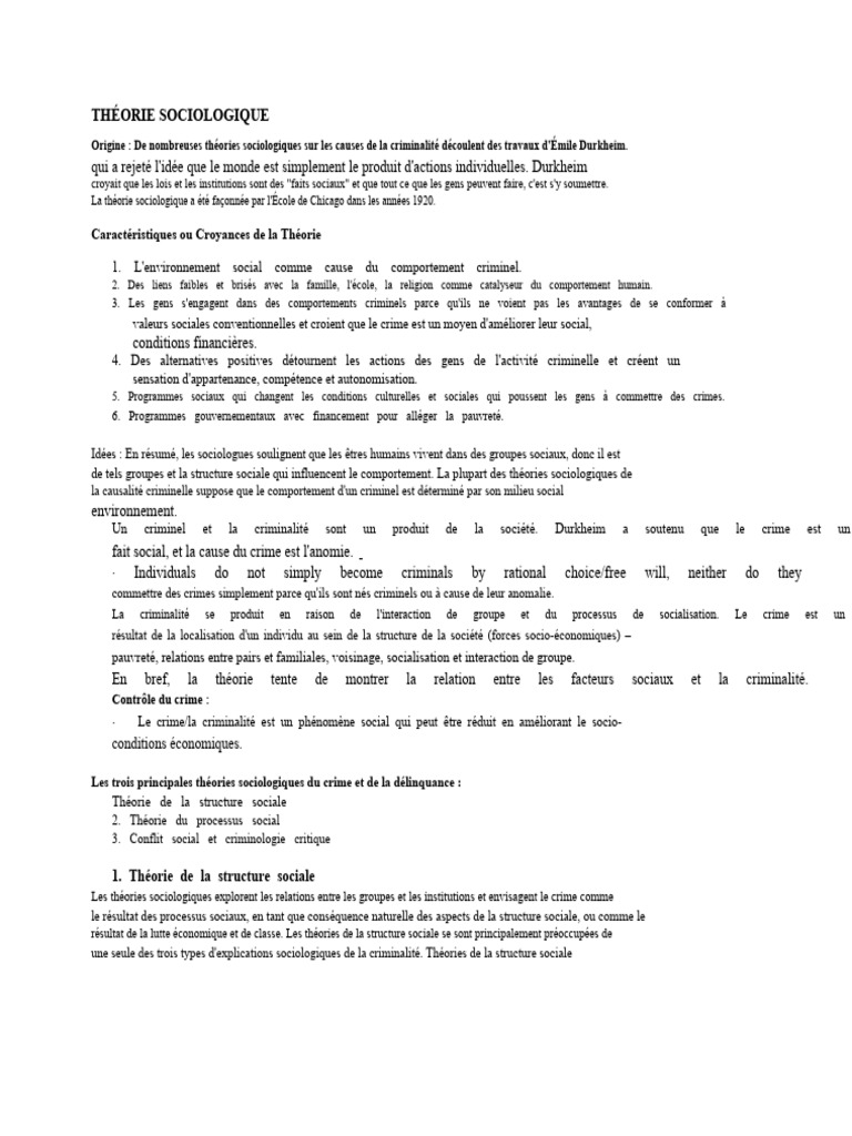 Théories sociologiques de la criminalité | PDF | Crimes | Crime et violence