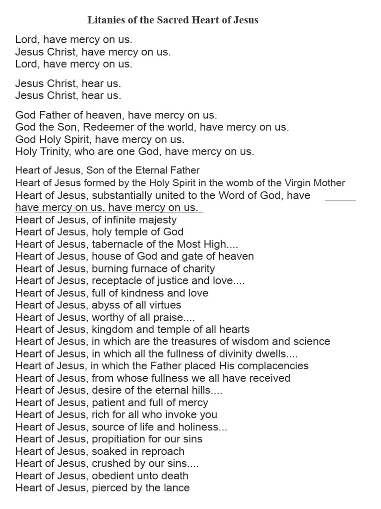 Litany of the Sacred Heart of Jesus.docx | PDF