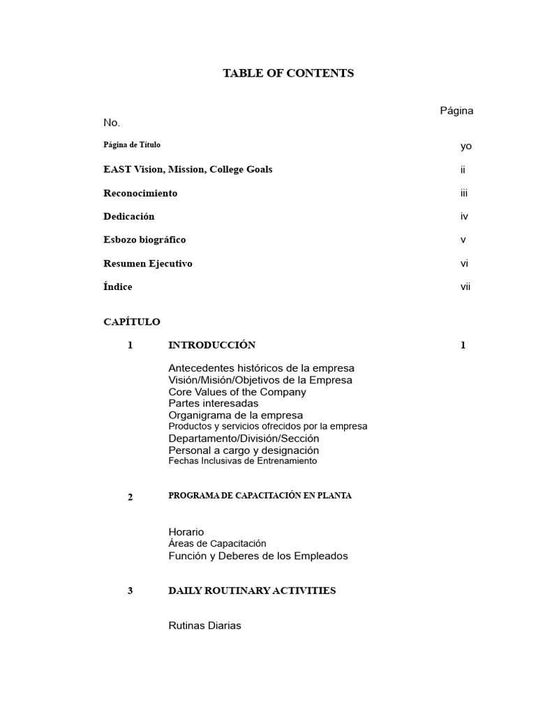Informe Narrativo de OJT Revisado Tabla de Contenido | PDF | Sumario ...