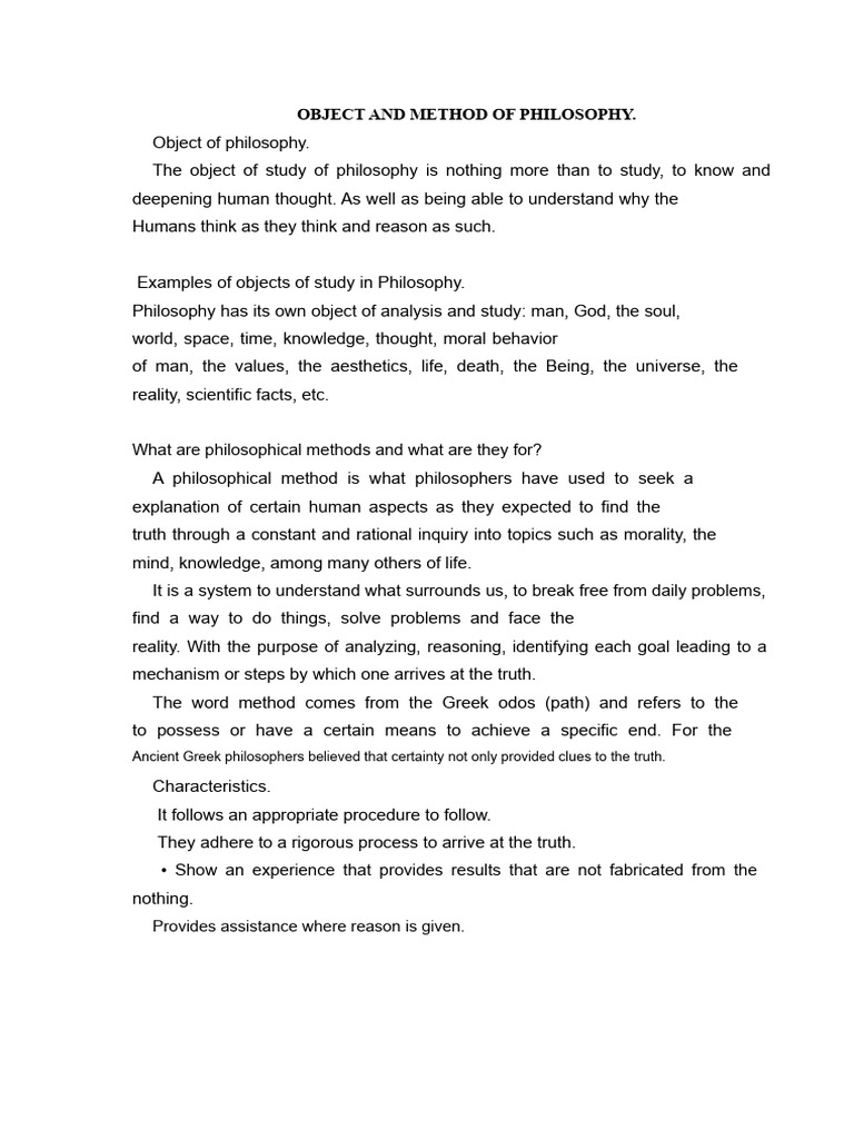 Philosophy: Objects and Methods Explained | PDF | Reason | Rationalism