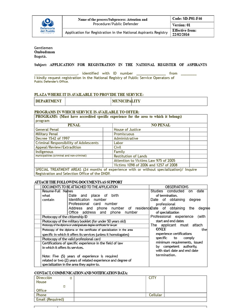 SD-P01-F46 Registration application form.pdf | PDF | Identity Document ...