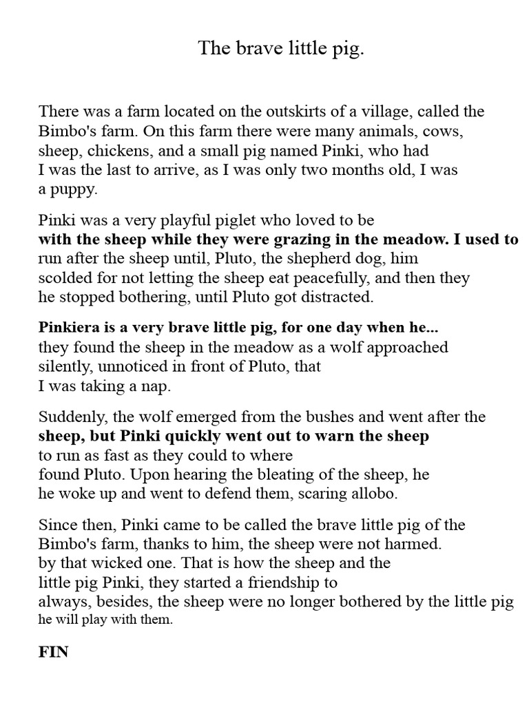 Various Tales The Brave Little Pig | PDF
