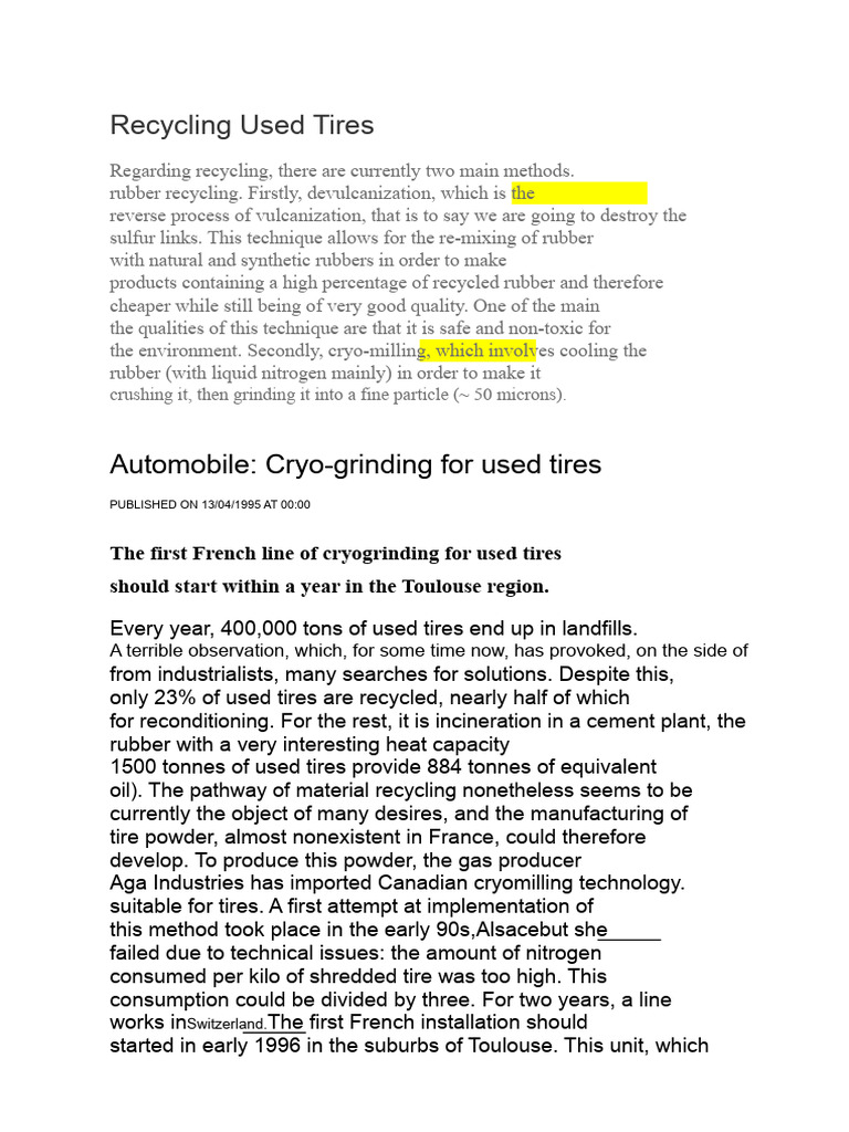 Devulcanization & Cryogrinding | PDF | Natural Rubber | Recycling